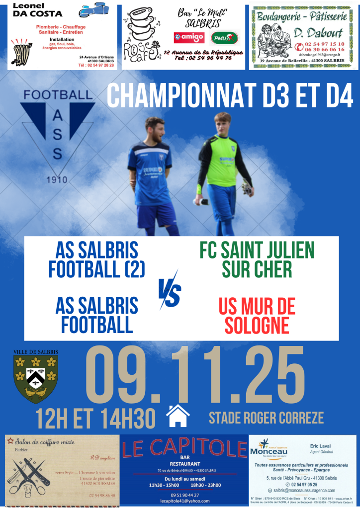 Foot : Championnat D3 et D4 • Ville de Salbris - Loir-et-Cher